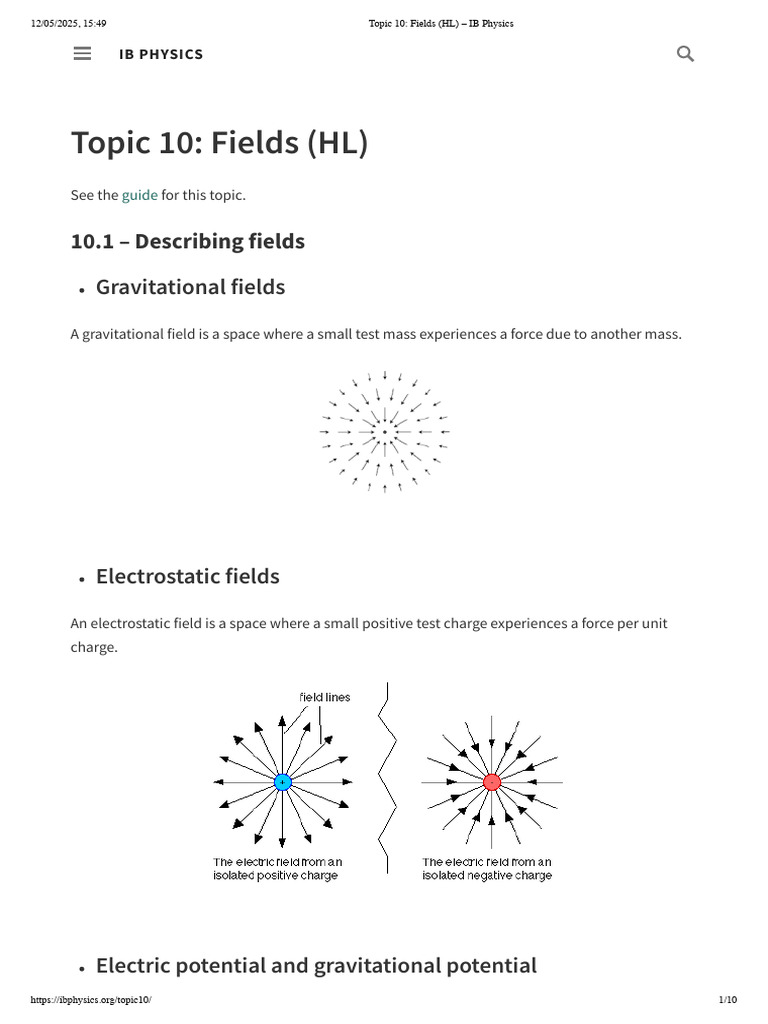 Topic 10 - Fields (HL) - IB Physics | PDF | Potential Energy | Orbit