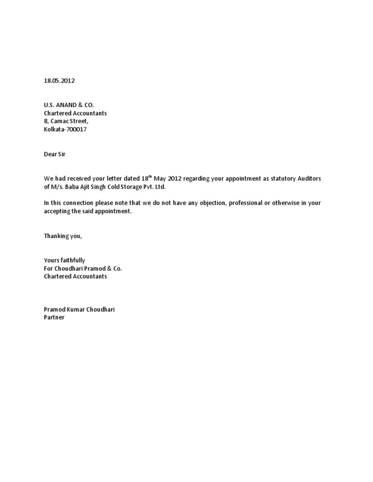 NOC from Previous Auditor for Appointment | PDF