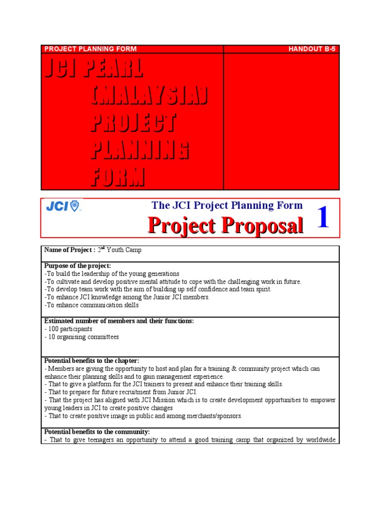 2nd Youth Camp Project Proposal Form-Amended | Leadership | Leadership ...