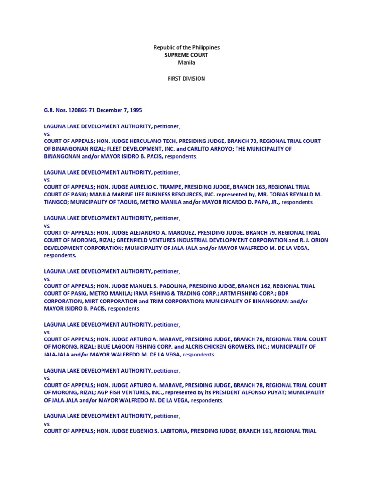 Laguna Lake Development Authority Case Summary | PDF | Repeal | Clean ...