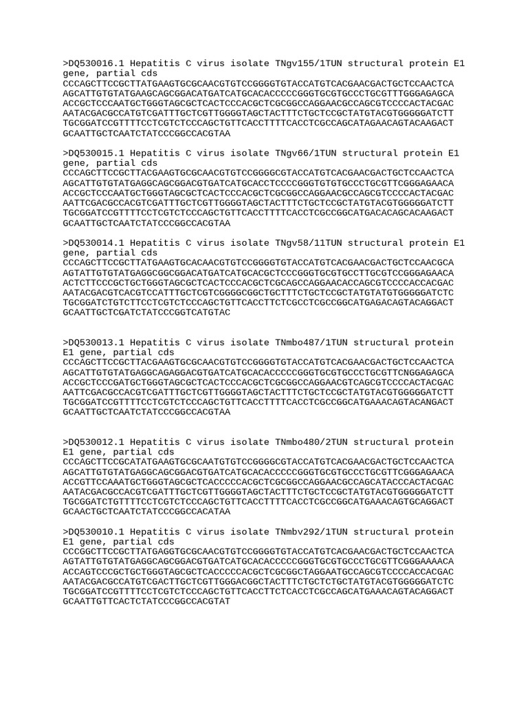 séquence E1.fasta | PDF | Hepatitis C Virus | Virus