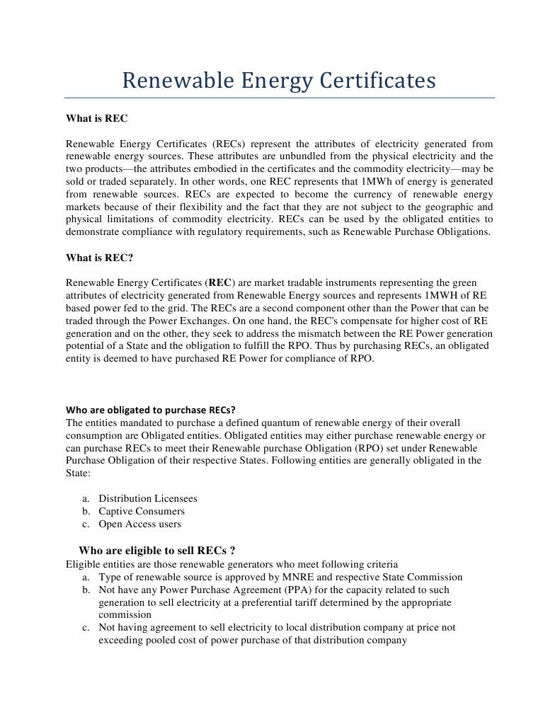 Renewable Energy Certificates | PDF | Renewable Energy | Physical Universe