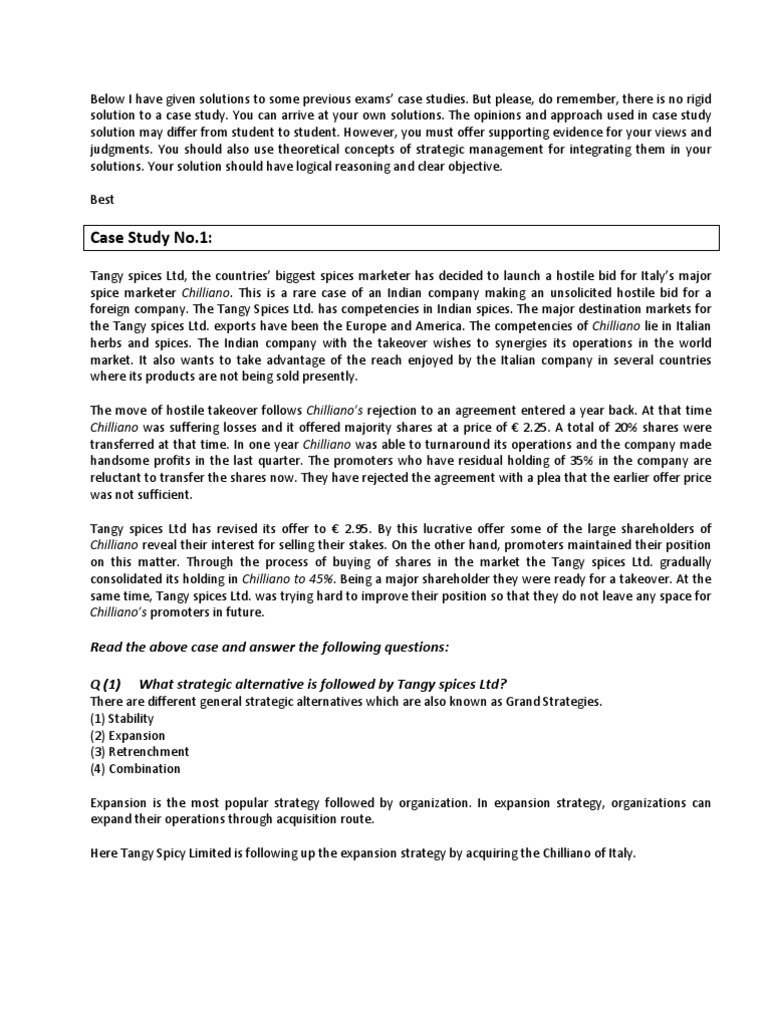 Analysis of Strategic Management Case Studies and Solutions for ...