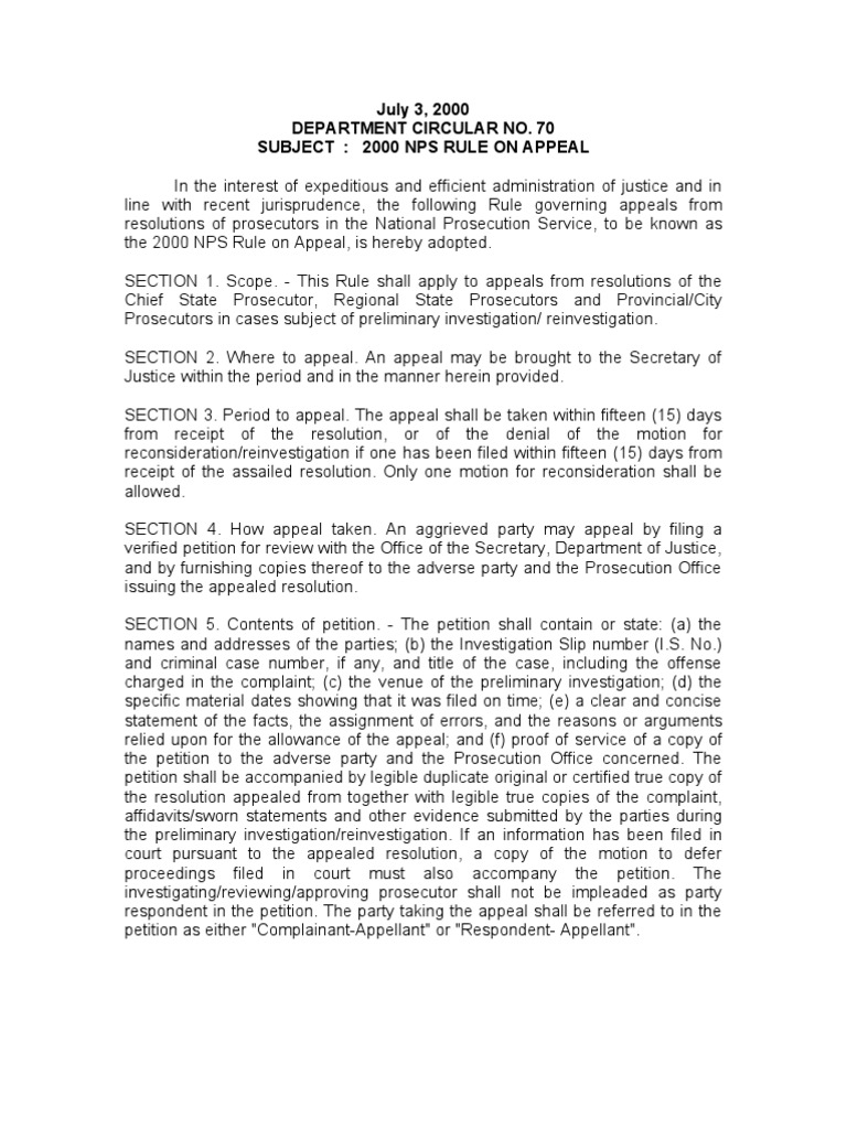 DOJ Circular No. 70 | Prosecutor | Appeal | Free 30-day Trial | Scribd