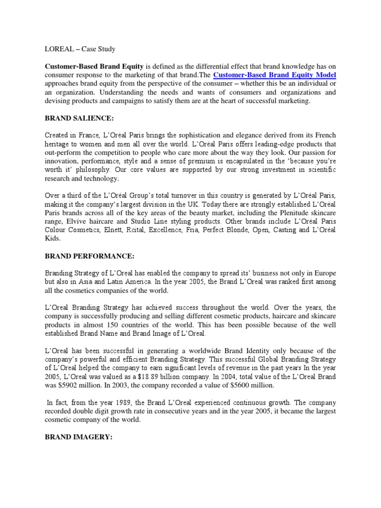 LOREAL Case Study | Download Free PDF | Cosmetics | Brand
