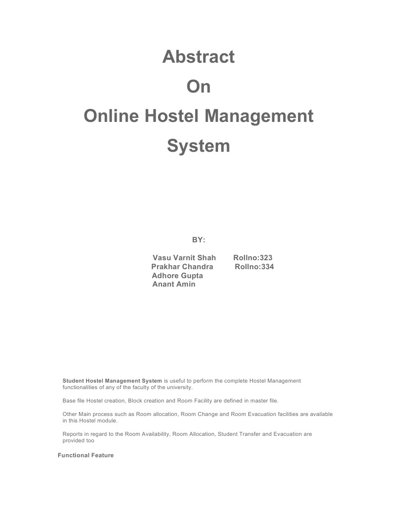 Student Hostel Management System | PDF | Microsoft Sql Server ...