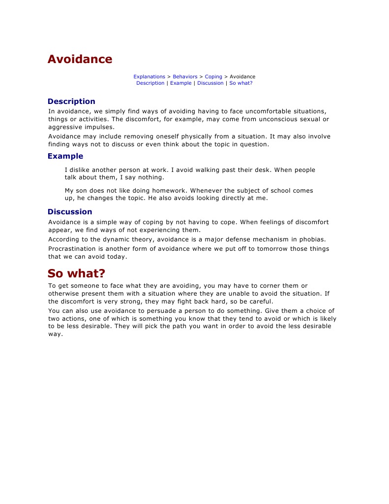 Avoidance | PDF | Denial | Grief