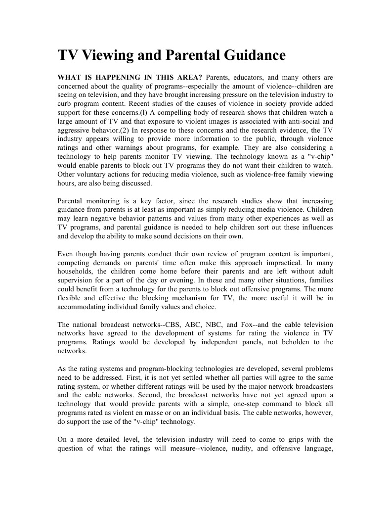 TV Viewing and Parental Guidance | PDF | Television | Violence