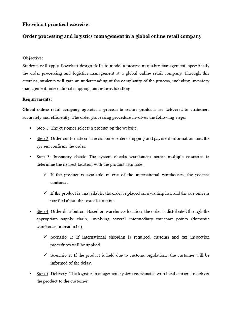 Flowchart Practical Exercise | PDF | Logistics | Warehouse