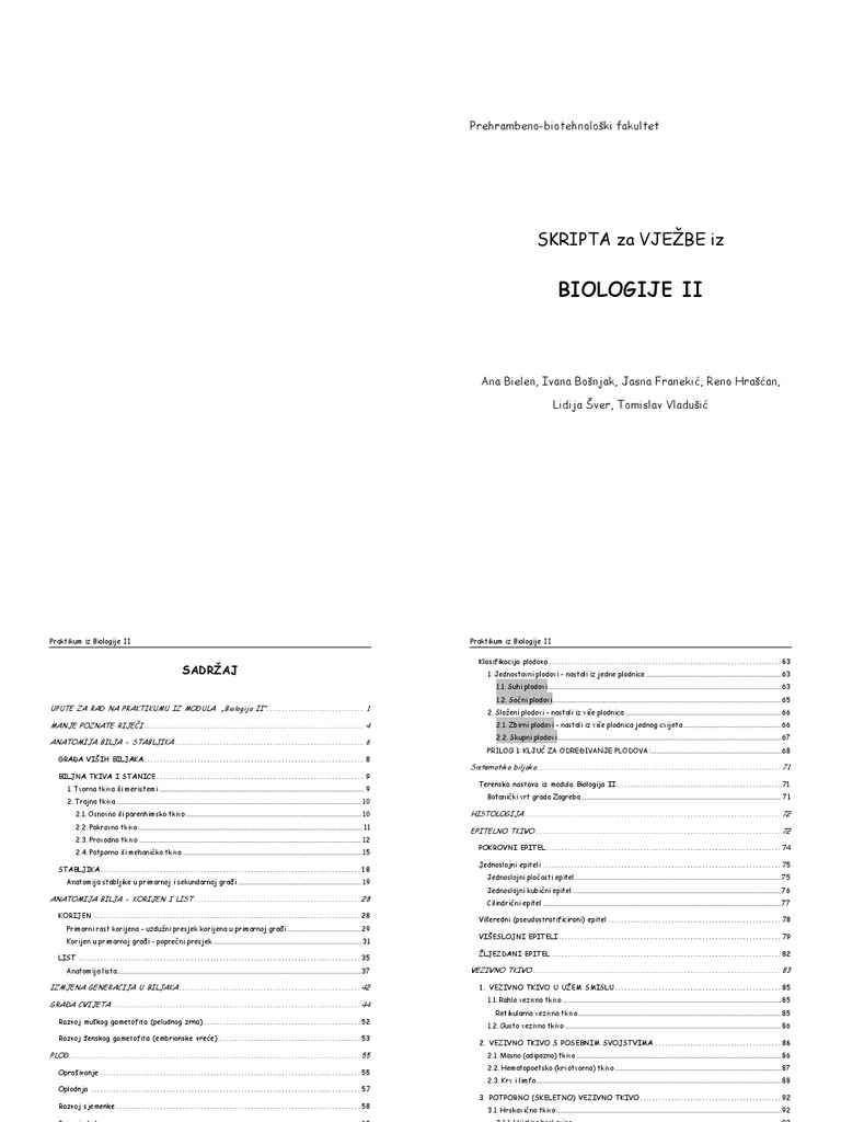 SKRIPTA Za VEŽBE Iz BIOLOGIJE | PDF