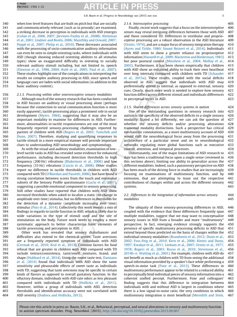 Behavioral, Perceptual, and Neural Alterations in Sensory and 3 ...