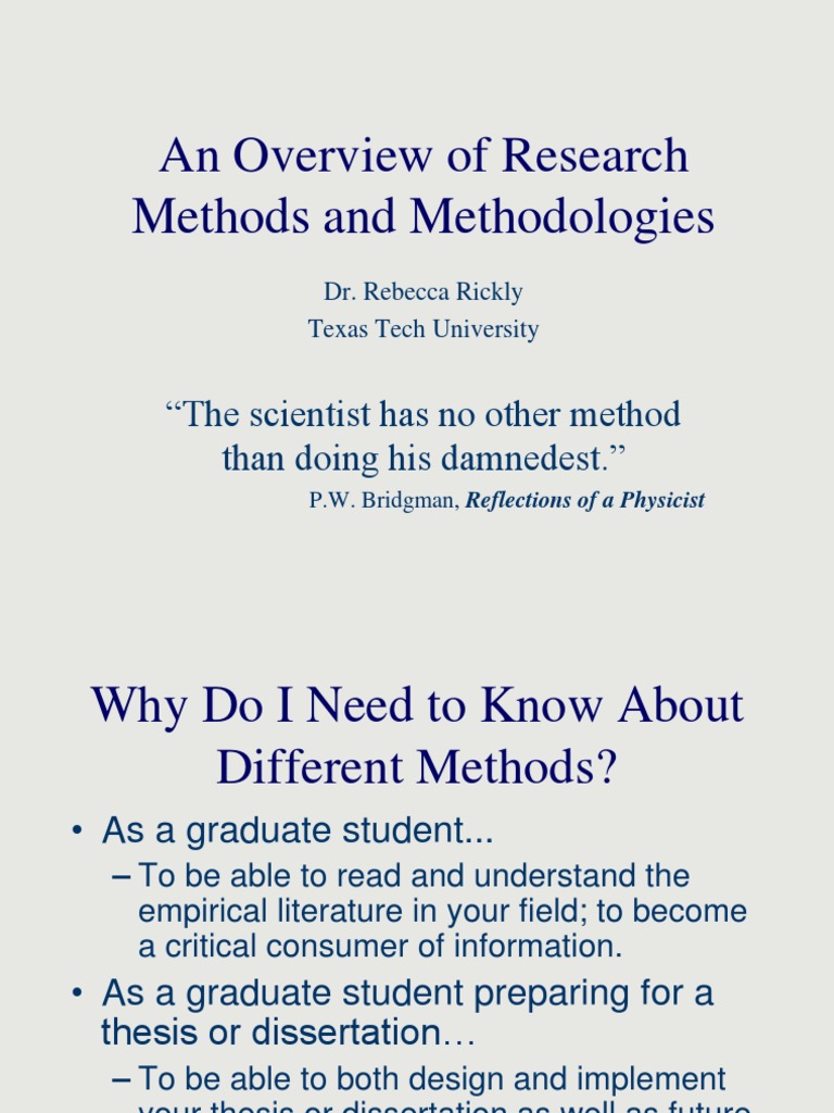 An Overview of Research Methods and Methodologies | PDF | Career & Growth