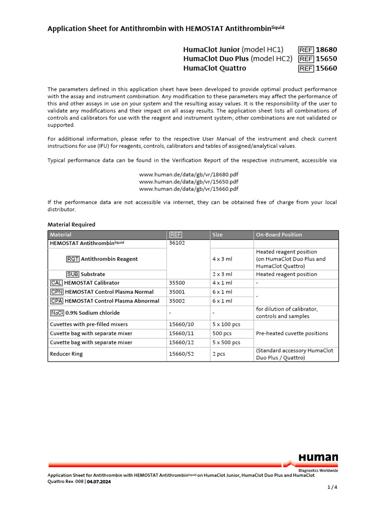 at Application Sheet HC124 | PDF | Blood Plasma | Sodium Chloride