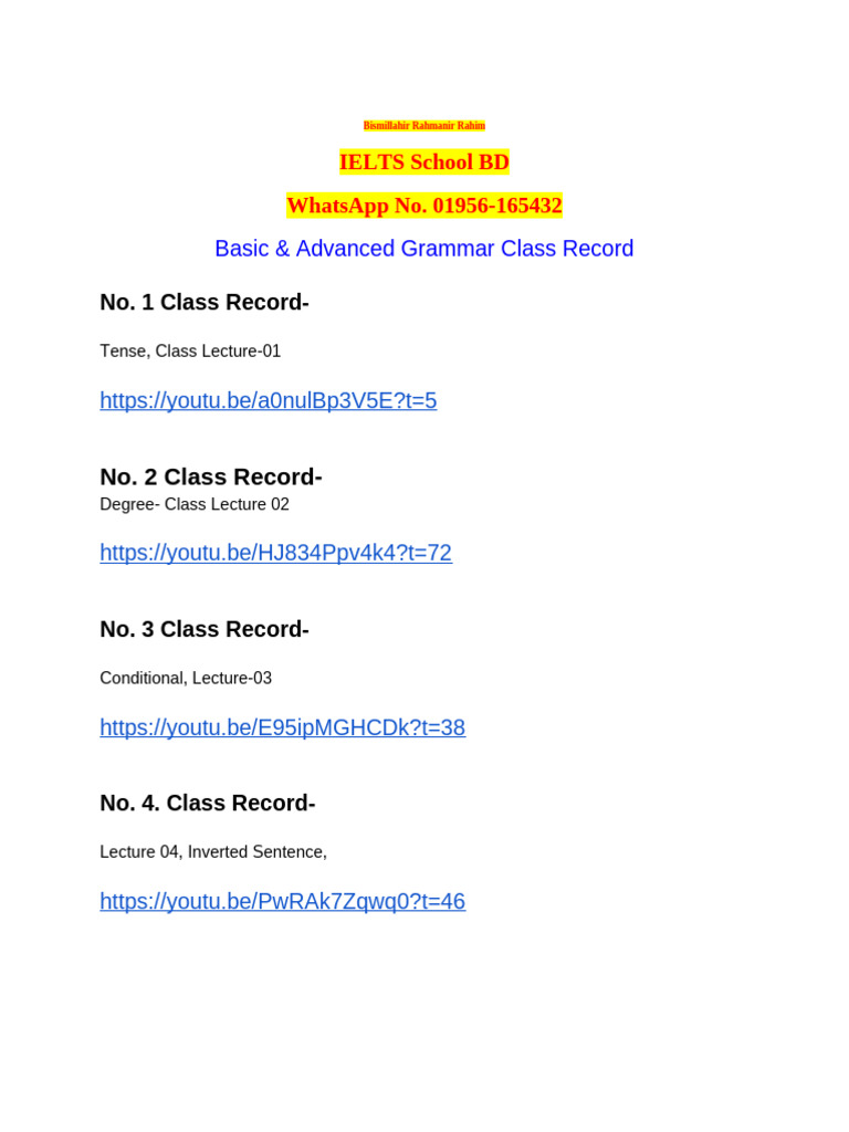 BA - Class Record For Basic and Advanced Grammar | PDF