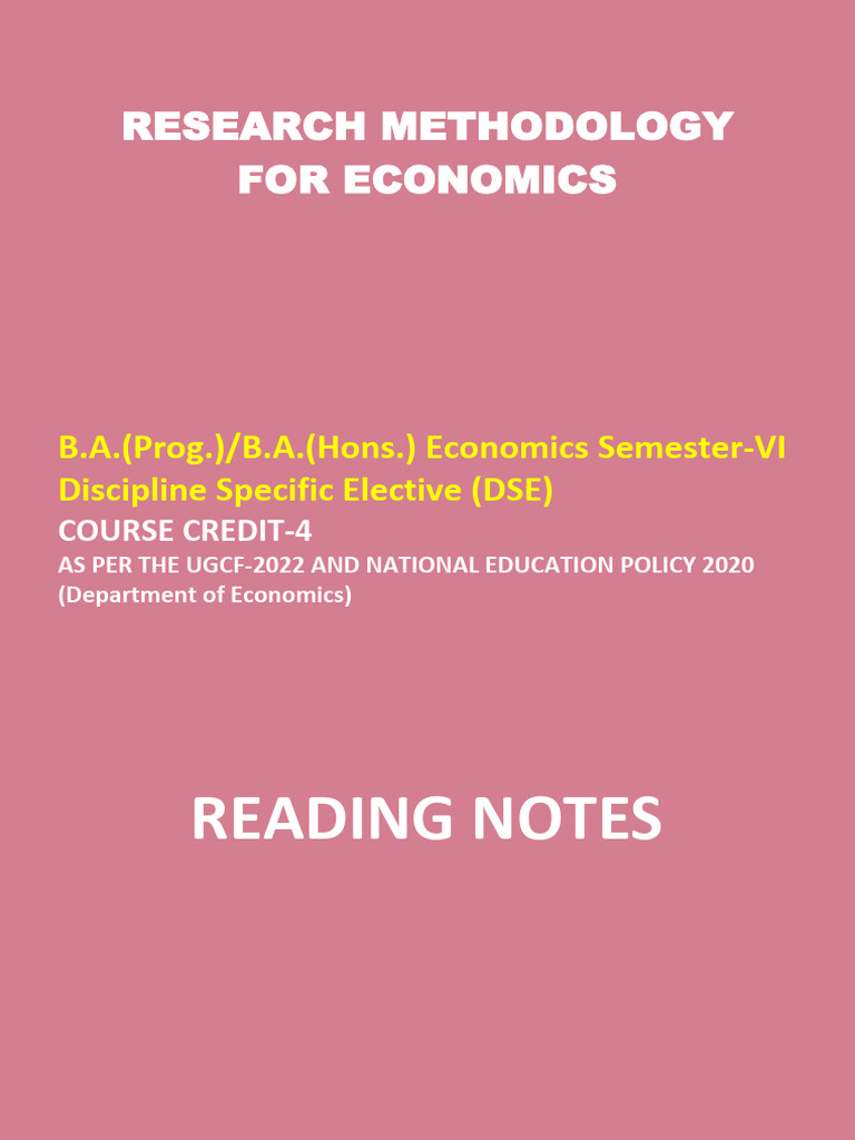 Research Methodology For Economics | PDF | Hypothesis | Methodology