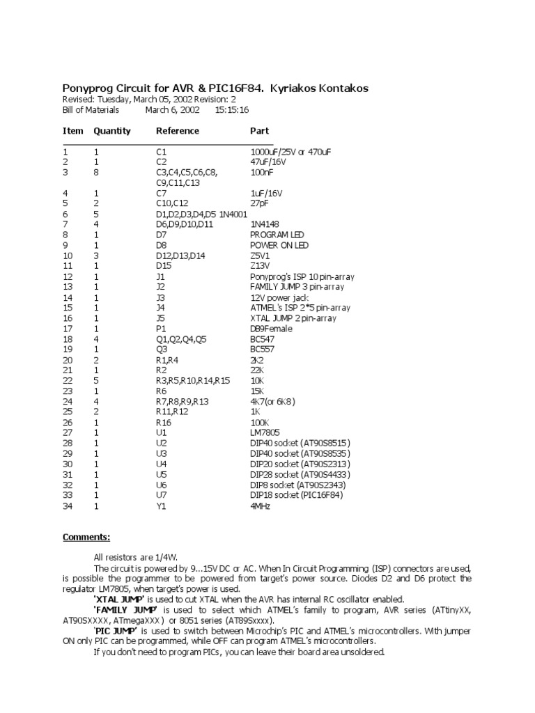 Ponyprog Circuit For AVR& PIC16F84 | PDF | Printed Circuit Board | Integrated Circuit