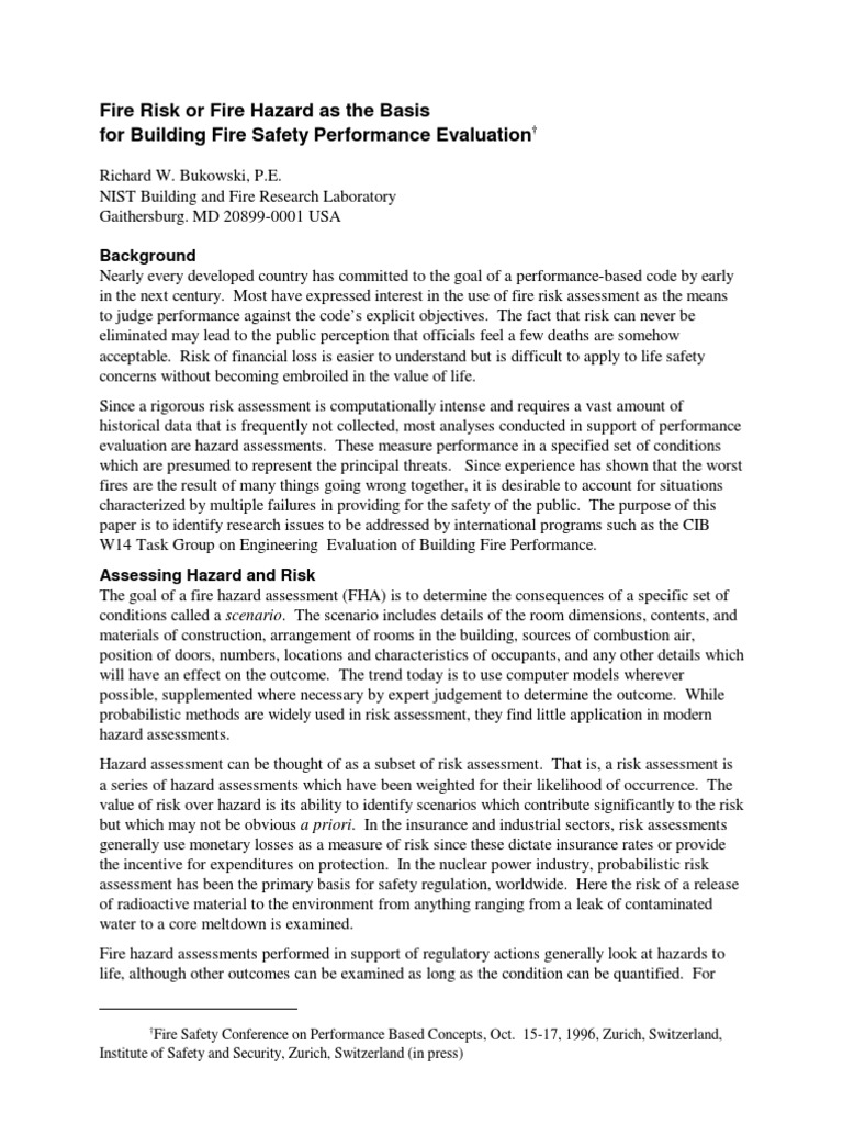 Fire Risk For Building Fire Safety Performance | PDF | Risk Assessment ...