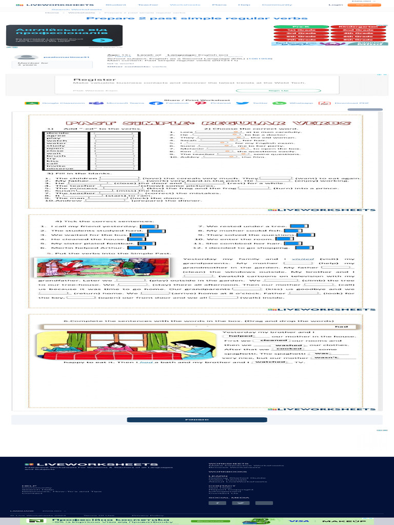 Prepare 2 Past Simple Regular Verbs Worksheet Live Worksheets | PDF