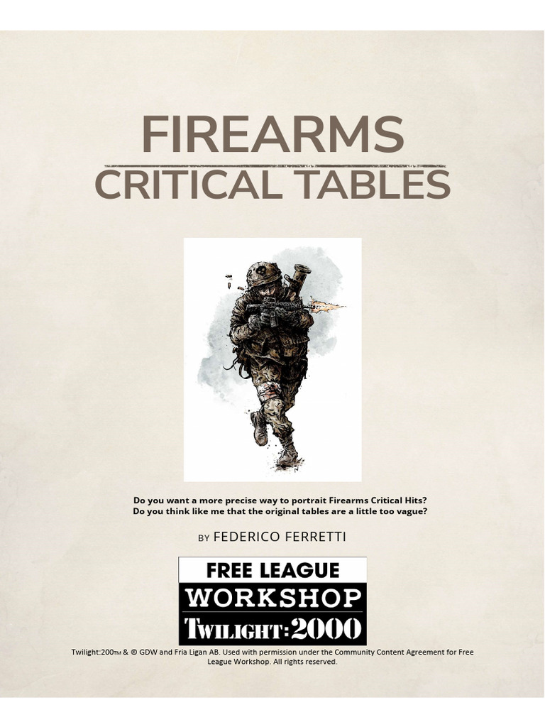 Twilight 2000 4e - Firearms - Critical Tables | PDF | Arm | Human Anatomy