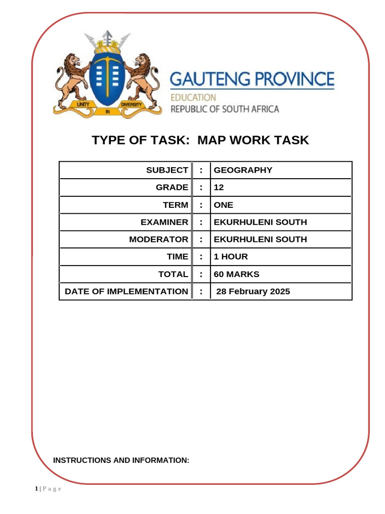 Map Work Task Bloemfontein | PDF | Geographic Information System | Latitude