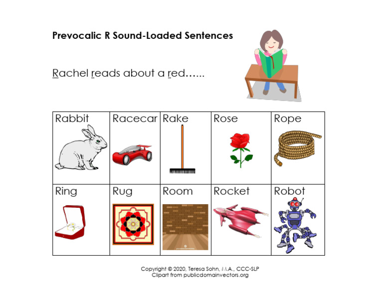 Rachel Reads About A R ... : Prevocalic R Sound-Loaded Sentences | PDF