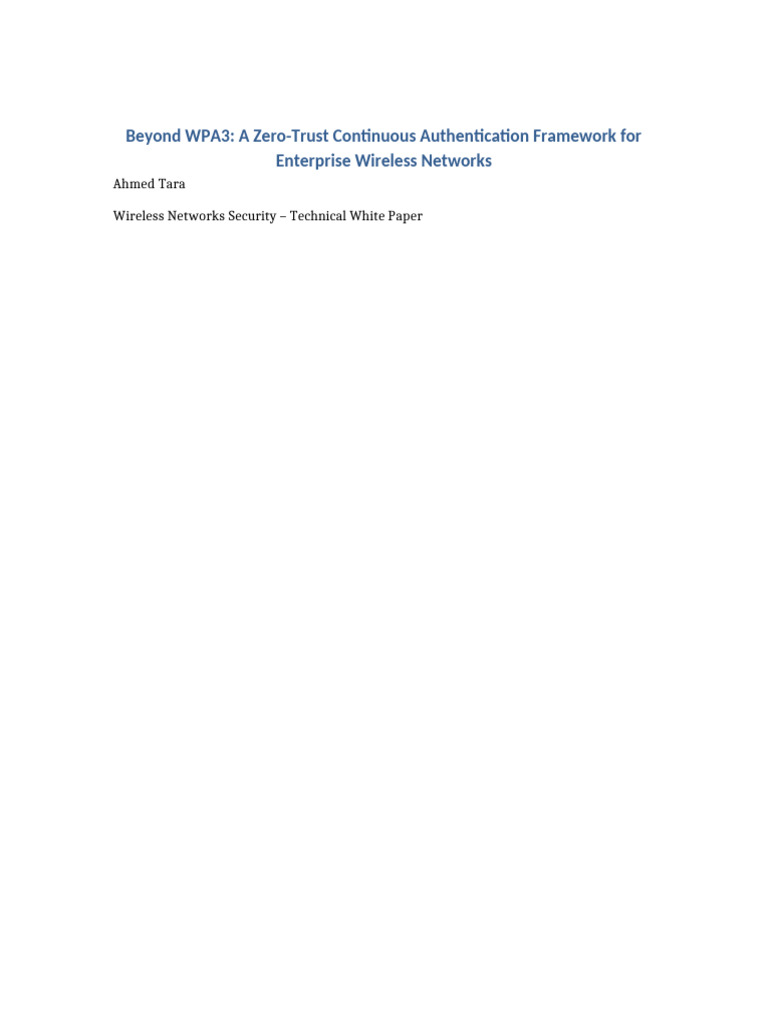 Zero Trust Wireless White Paper Final With Diagrams | PDF