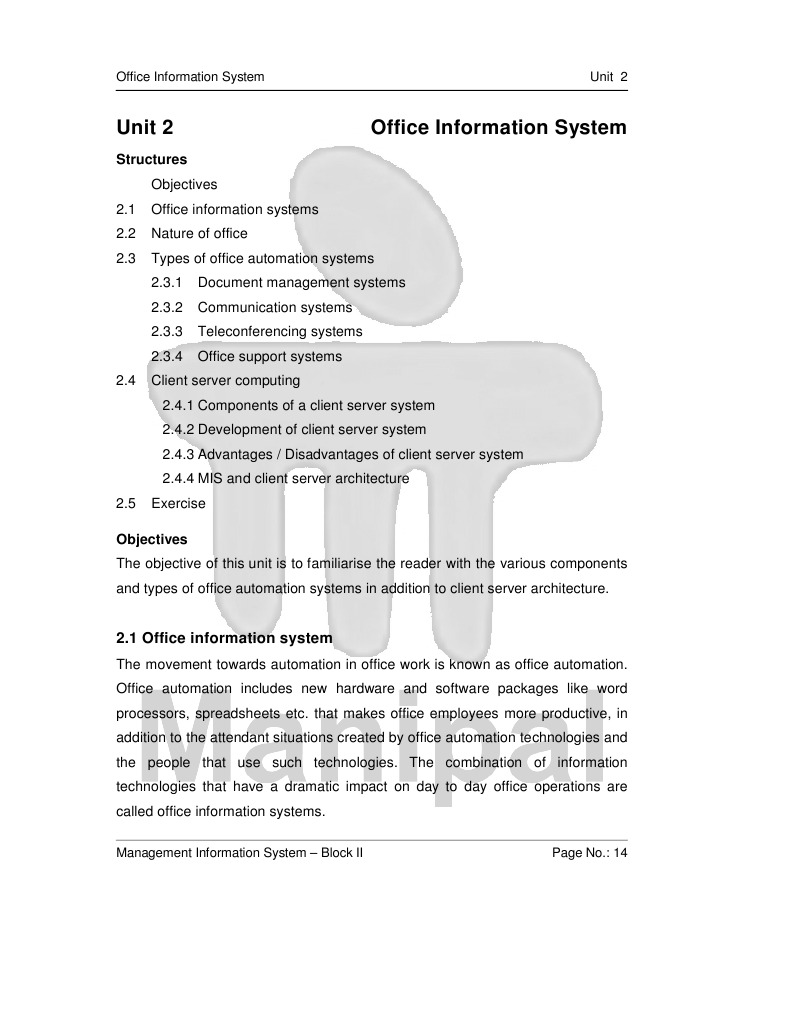 Unit 2 Office Information System: Structures | PDF | Server (Computing ...