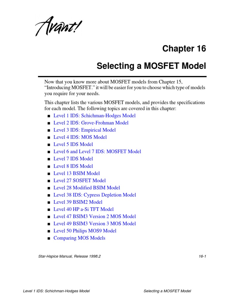 Selecting A MOSFET Model PDF | PDF | Mosfet | Field Effect Transistor
