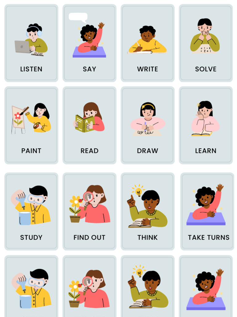 Class Instructions Flashcards in Colorful Illustrative Style | PDF