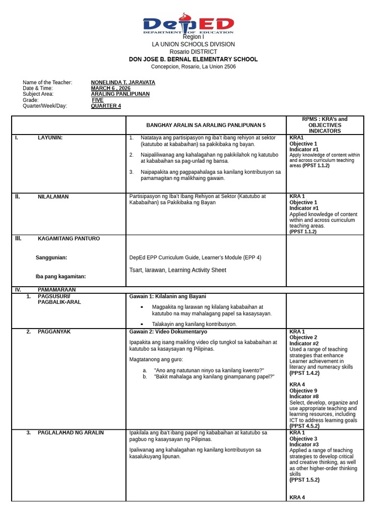 Demo-Lesson-Plan-Ap 5 - Q4 | PDF