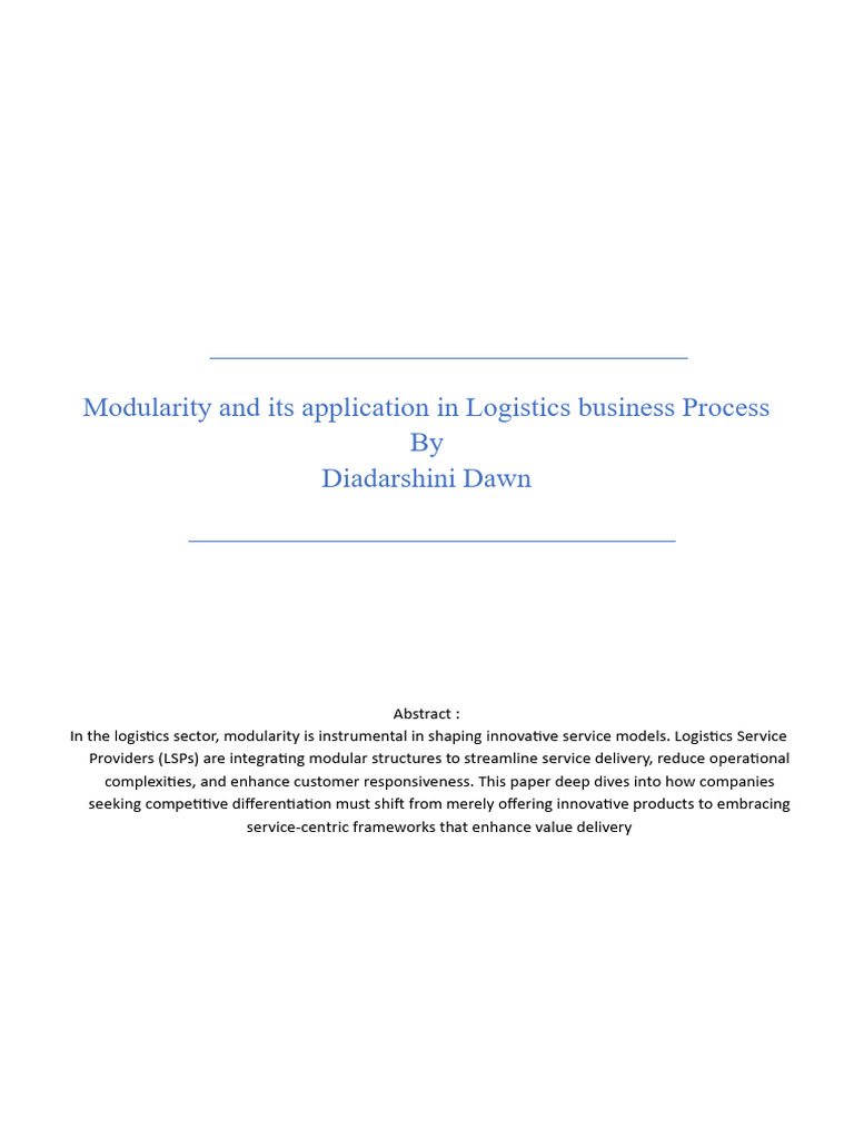 Modularity and Its Application in Logistics Business Process Final ...