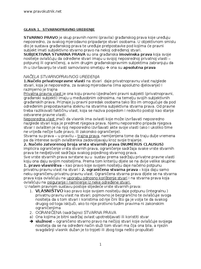 Stvarno Pravo Skripta | PDF