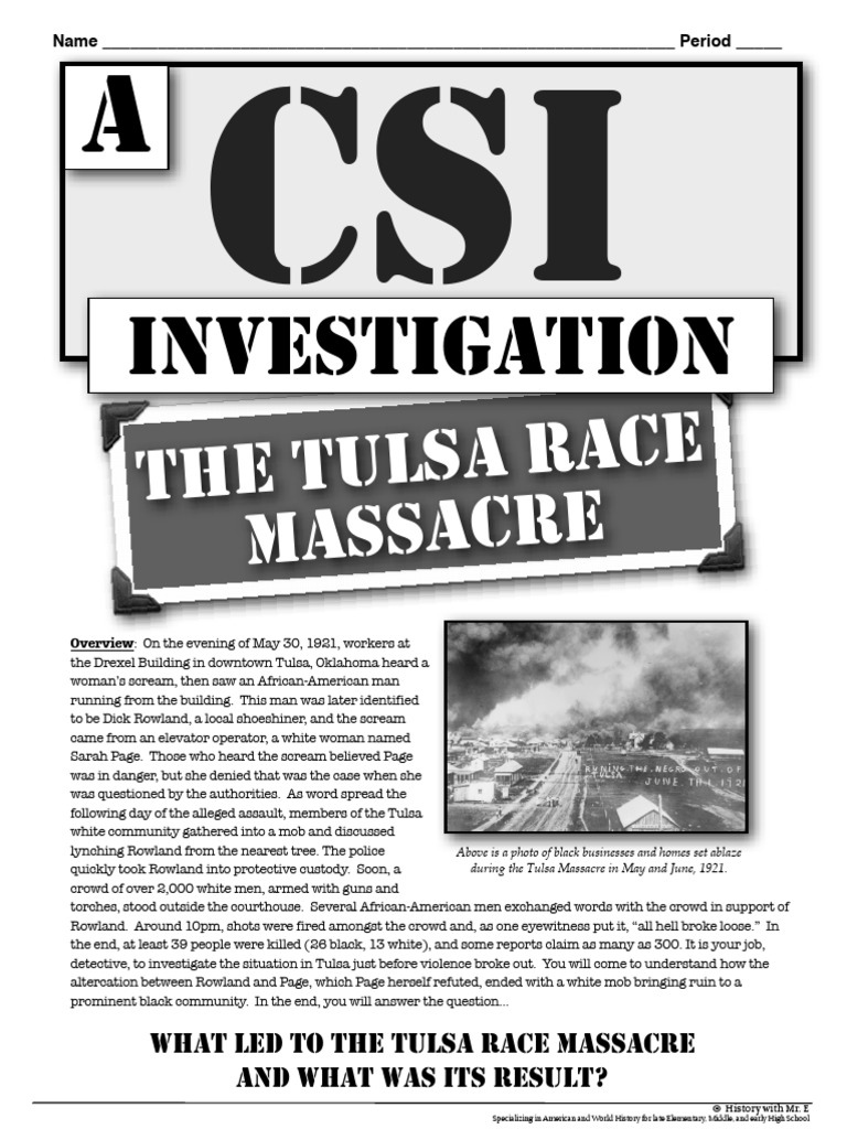US A Roaring 20s - Tulsa Masacare Investigation Handout | PDF | Society ...