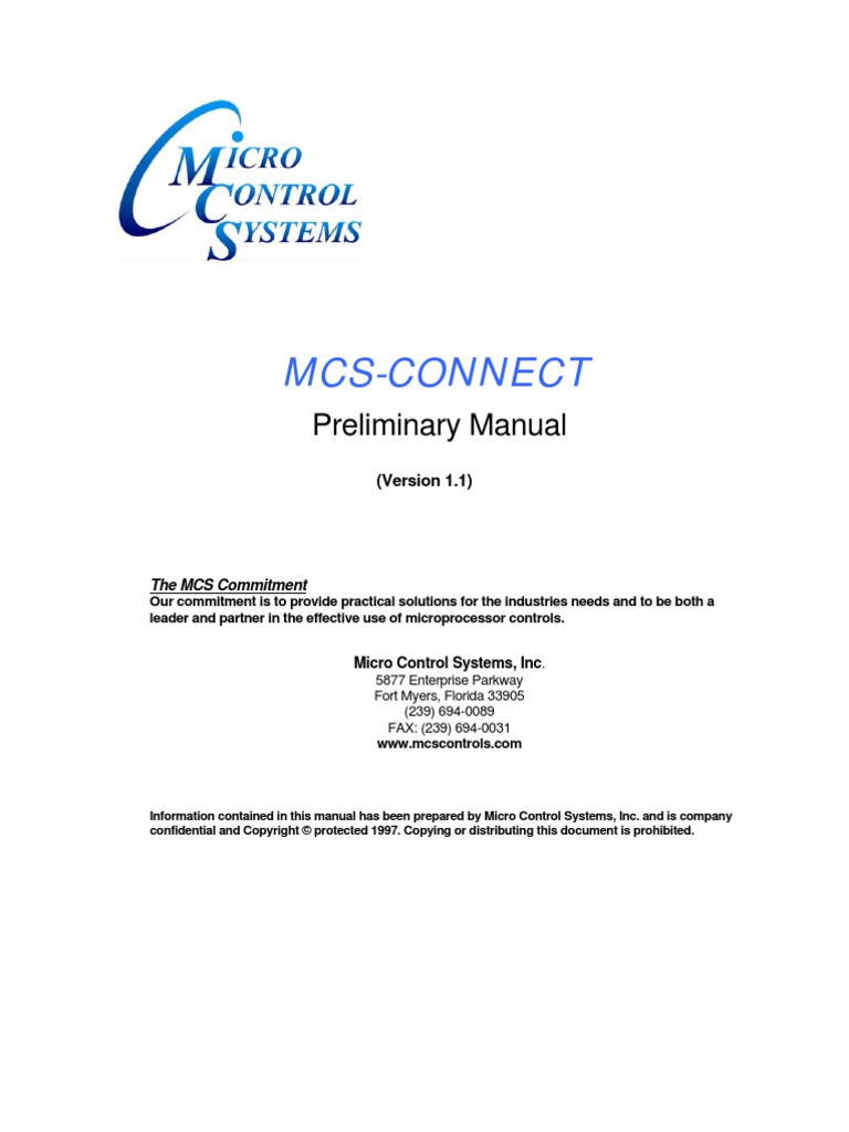MCS-Connect Manual Rev 1.1 | PDF | Port (Computer Networking ...