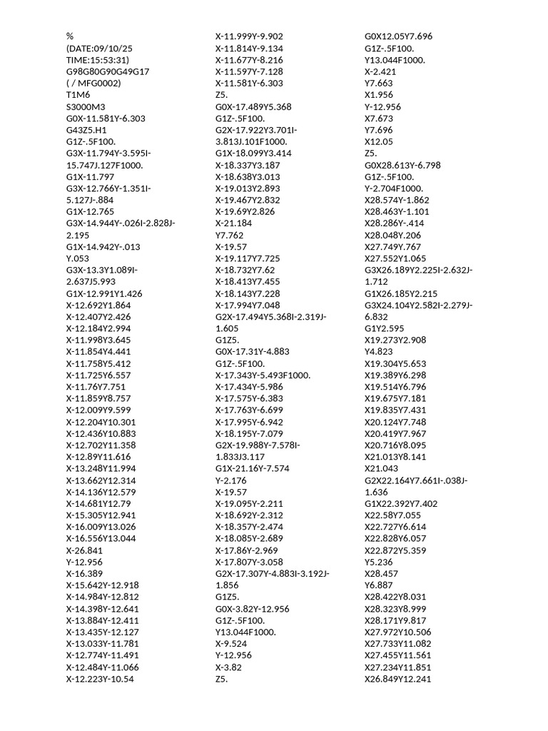 Cnc Milling Code | PDF