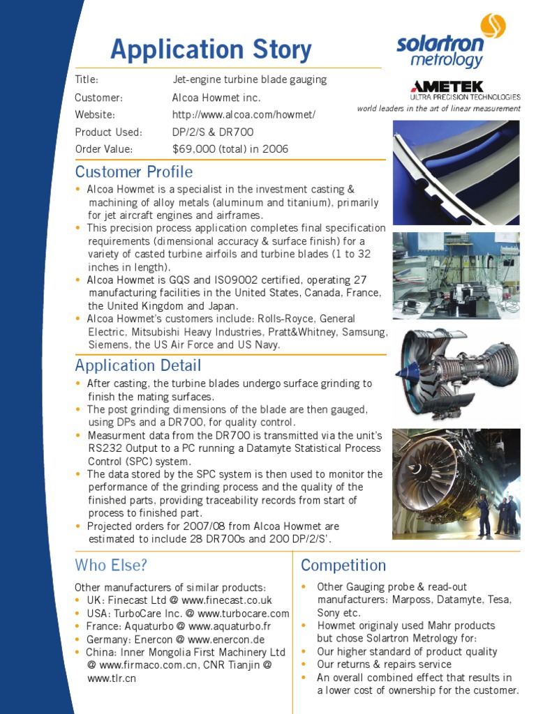 Application Story 2 Howmet Turbine Blade Gauging | Download Free PDF ...