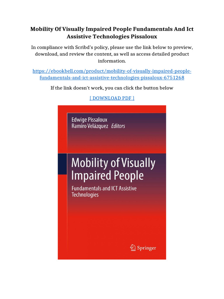 Mobility Of Visually Impaired People Fundamentals And Ict Assistive ...