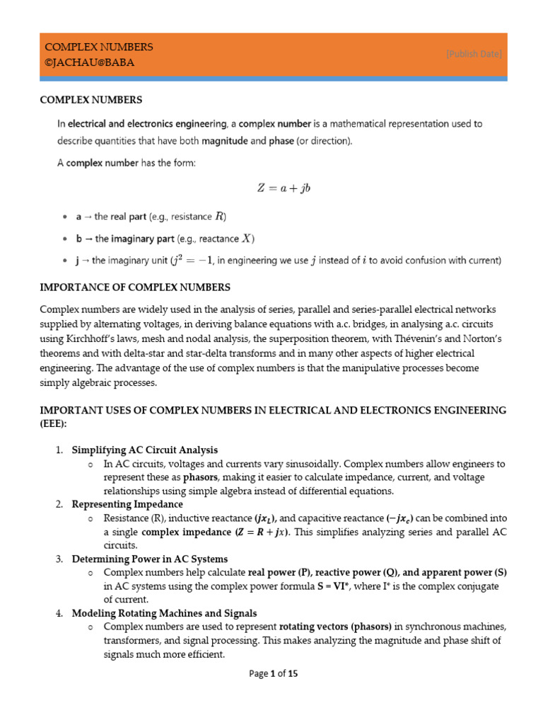 Complex Numbers 2026j | PDF | Electrical Impedance | Electrical Engineering