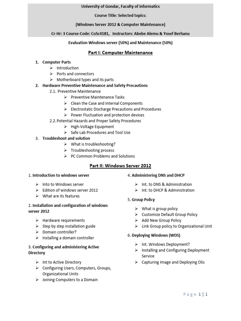 Course Outline | PDF | Group Policy | Domain Name System