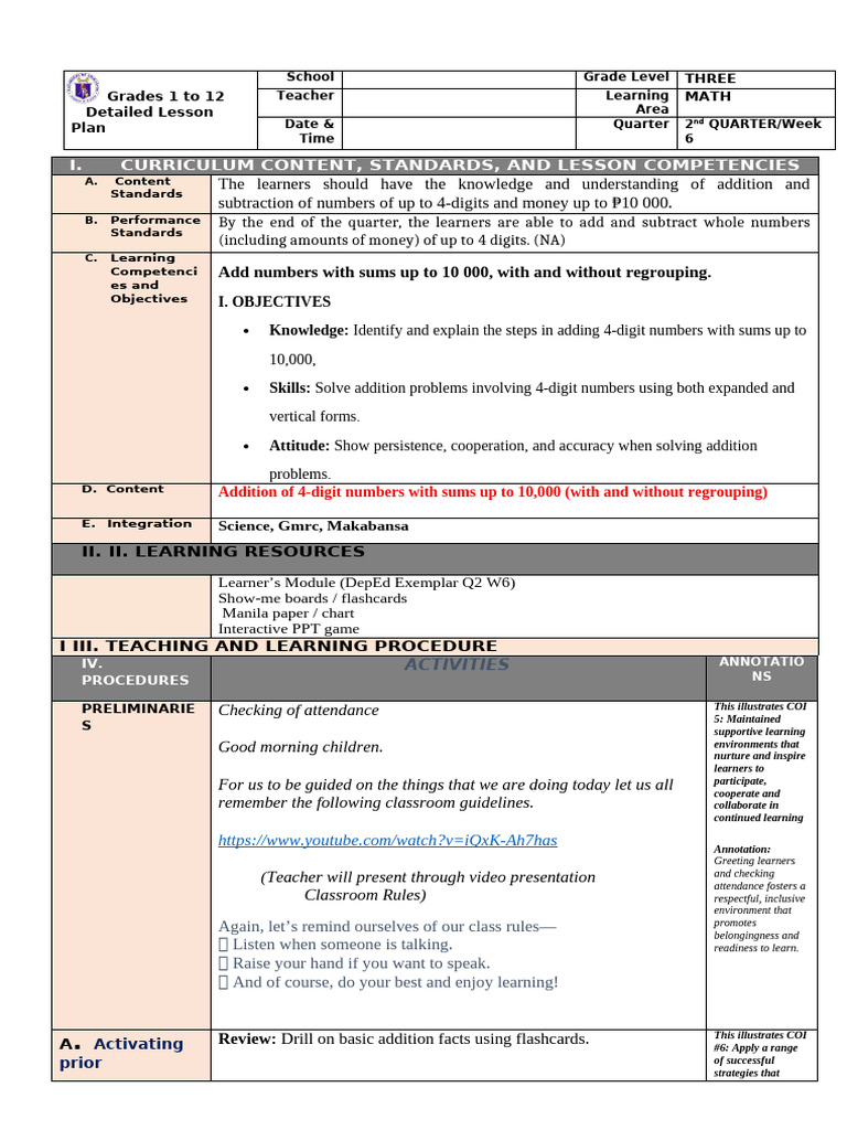 detailed Math 3 Q2 week 6 with annotations (Repaired) | PDF | Learning ...