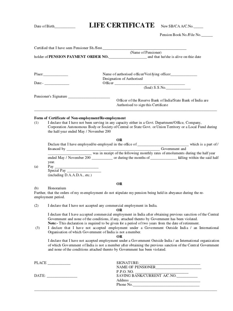 Life Certificate | PDF | Financial Services | Government