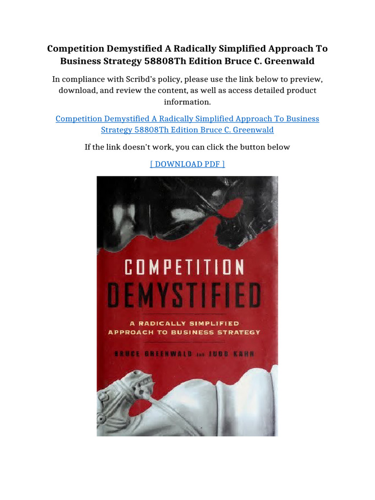 Competition Demystified A Radically Simplified Approach To Business ...