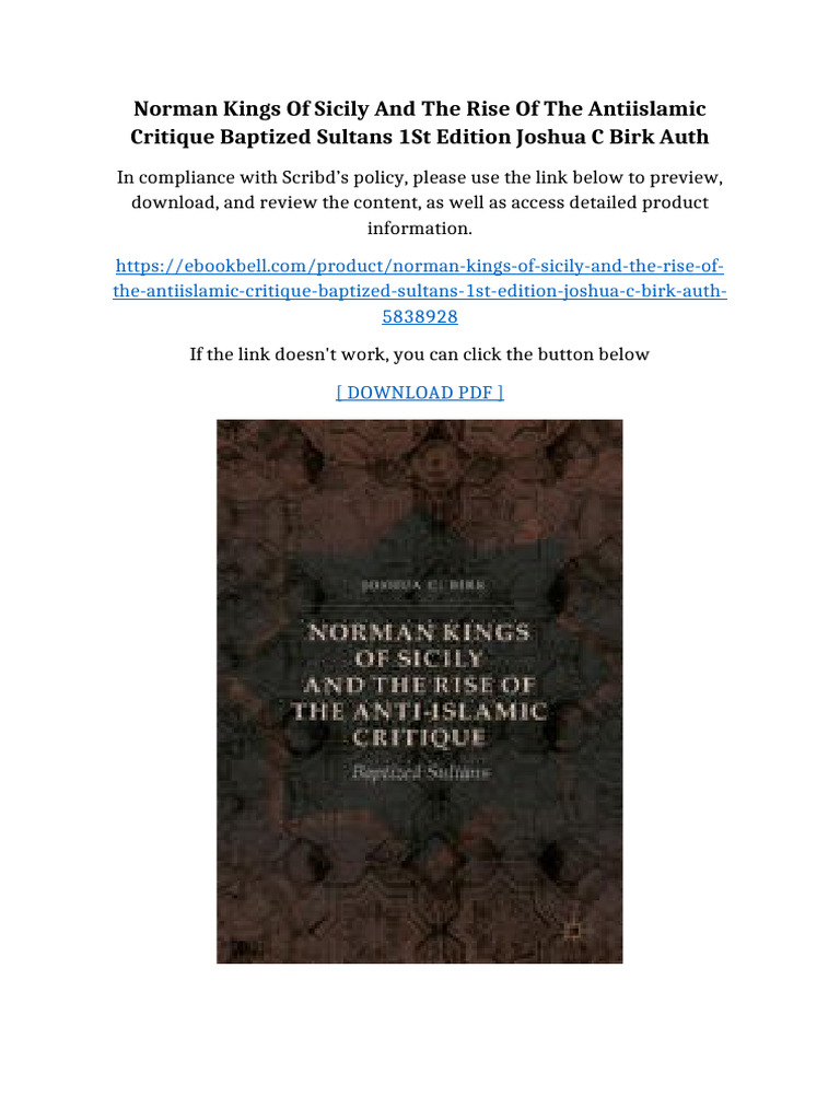 Norman Kings Of Sicily And The Rise Of The Antiislamic Critique ...