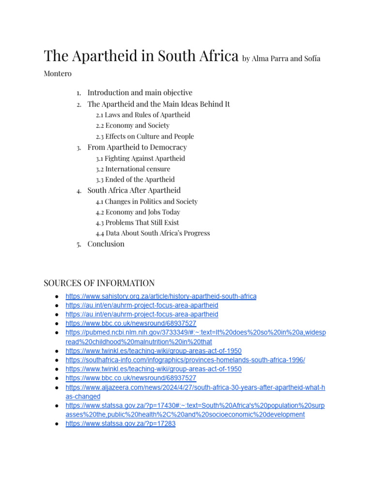 The Apartheid in South Africa | PDF | Apartheid | African National Congress