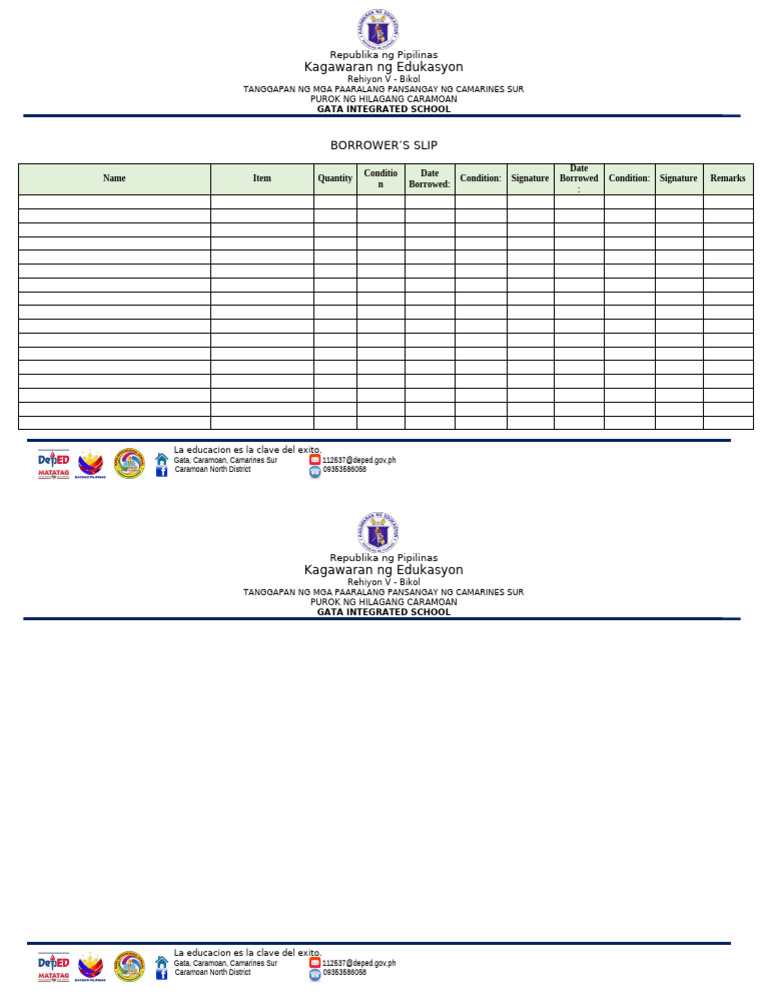 WikaHON Borrower's Slip | PDF