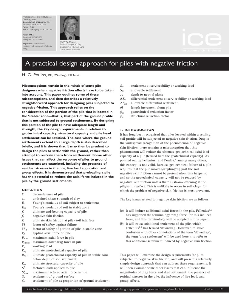A Practical Design Approach for Piles With Negative Skin Friction | PDF ...