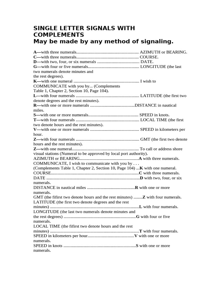 Single Letter Signals With Complements | PDF | Longitude | Geographical ...