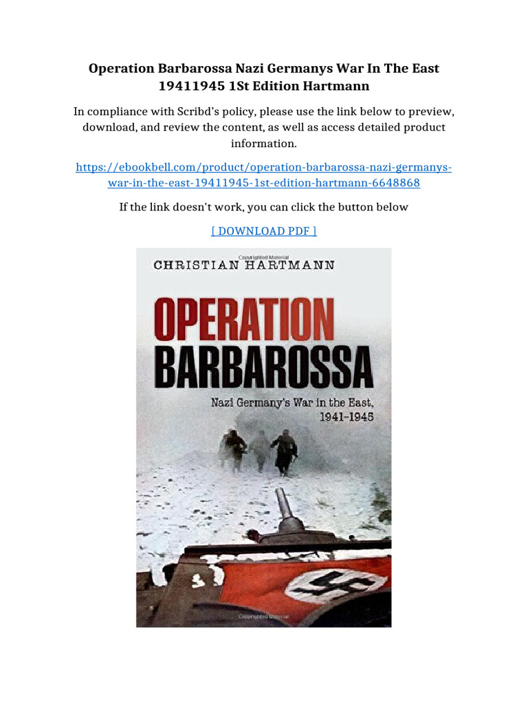 Operation Barbarossa Nazi Germanys War In The East 19411945 1st Edition ...