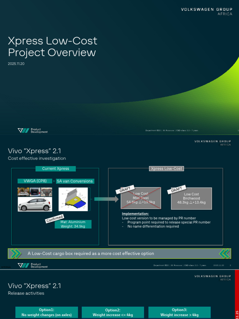Xpress Low Cost - Project Overview 2025 11 25 | PDF | Wheeled Vehicles ...