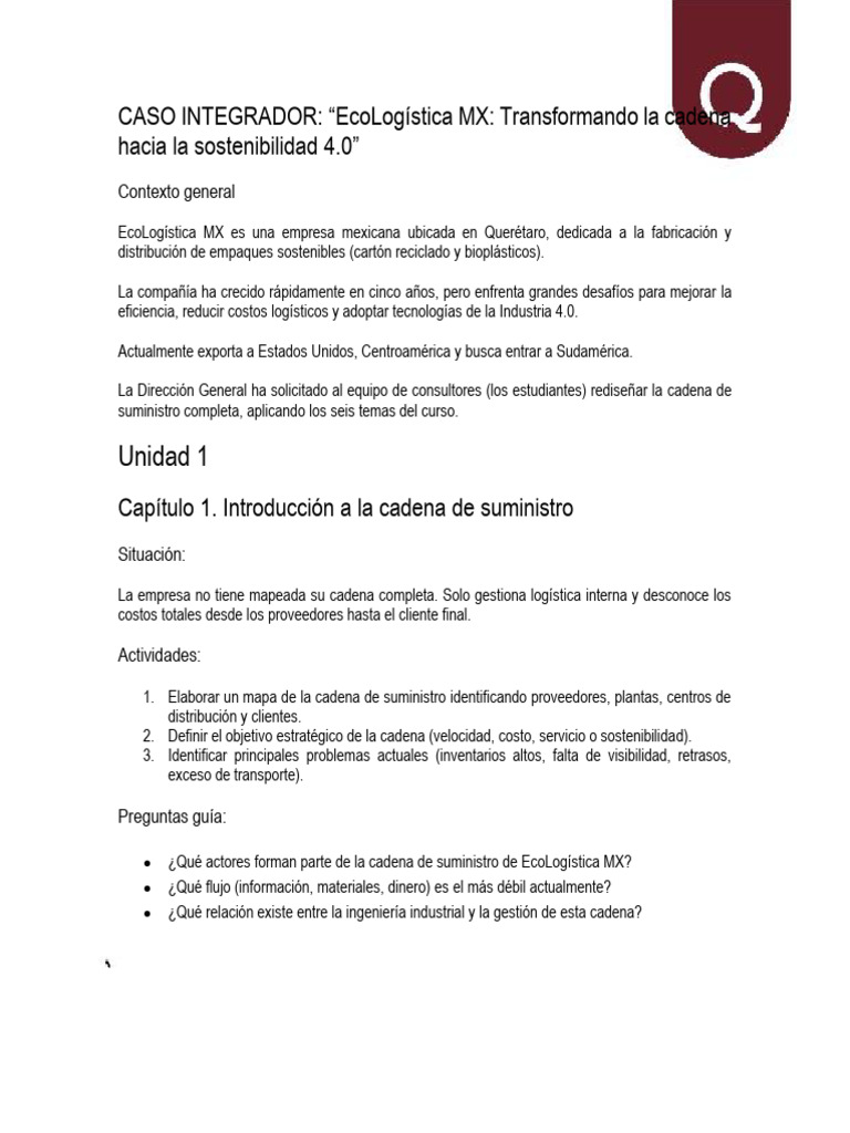 Caso Integrador - Ecologística | PDF | Logística | Cadena de suministro